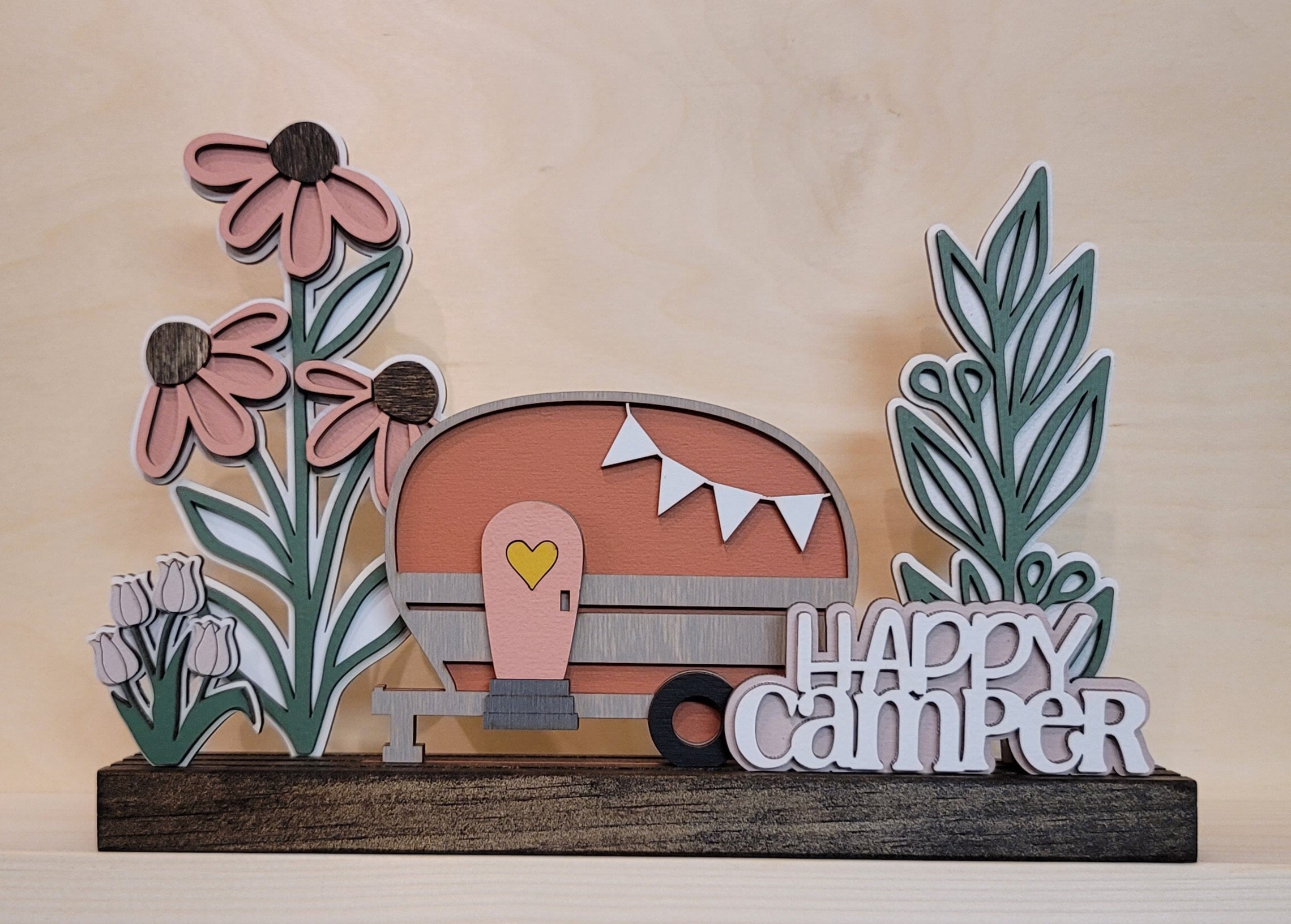 Persimmon Small Camper Set - Flowers - Happy Camper - Camping Scene ...