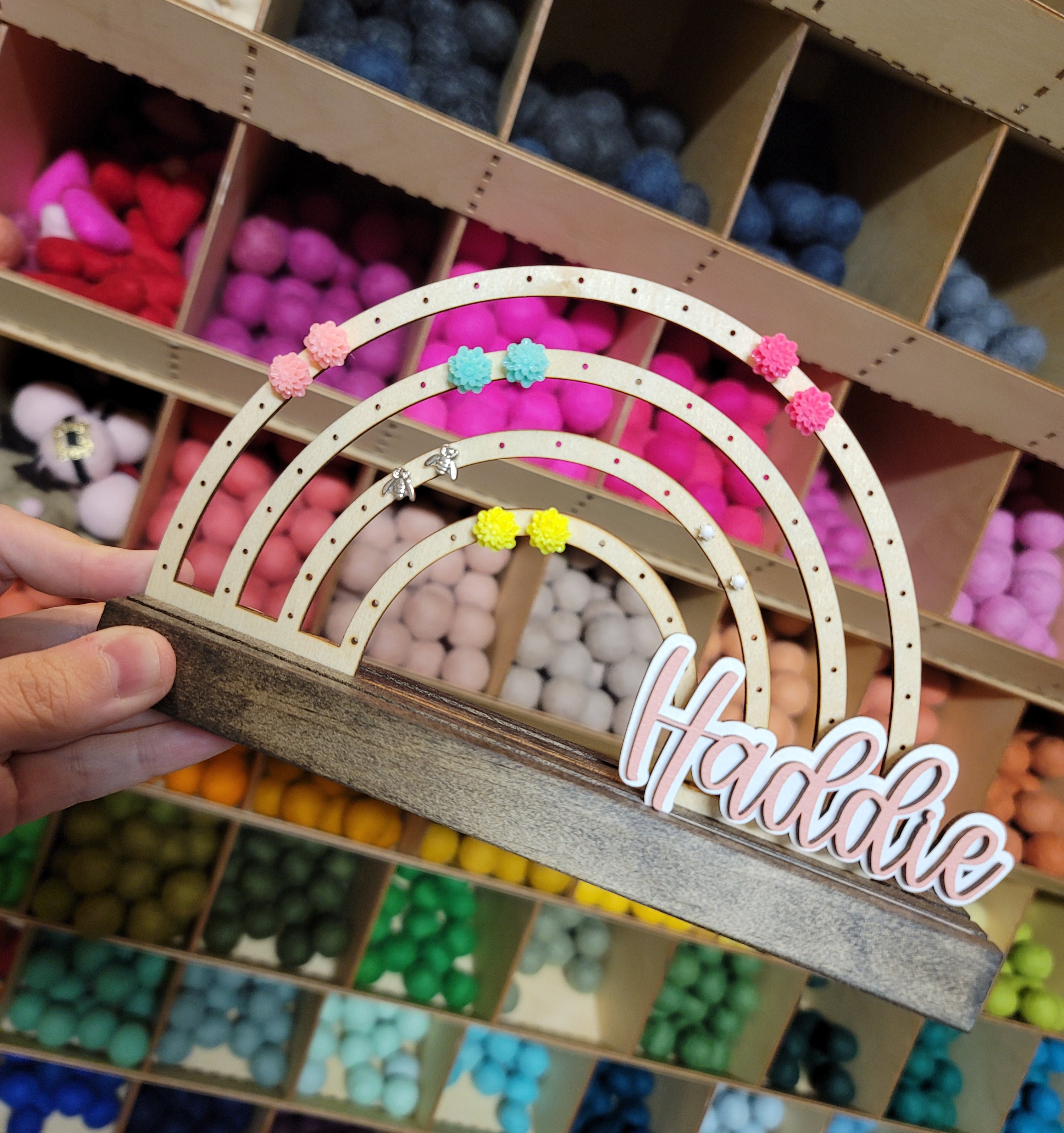 Boho Rainbow Earring Holder - Personalized with Name Insert - Includes ...