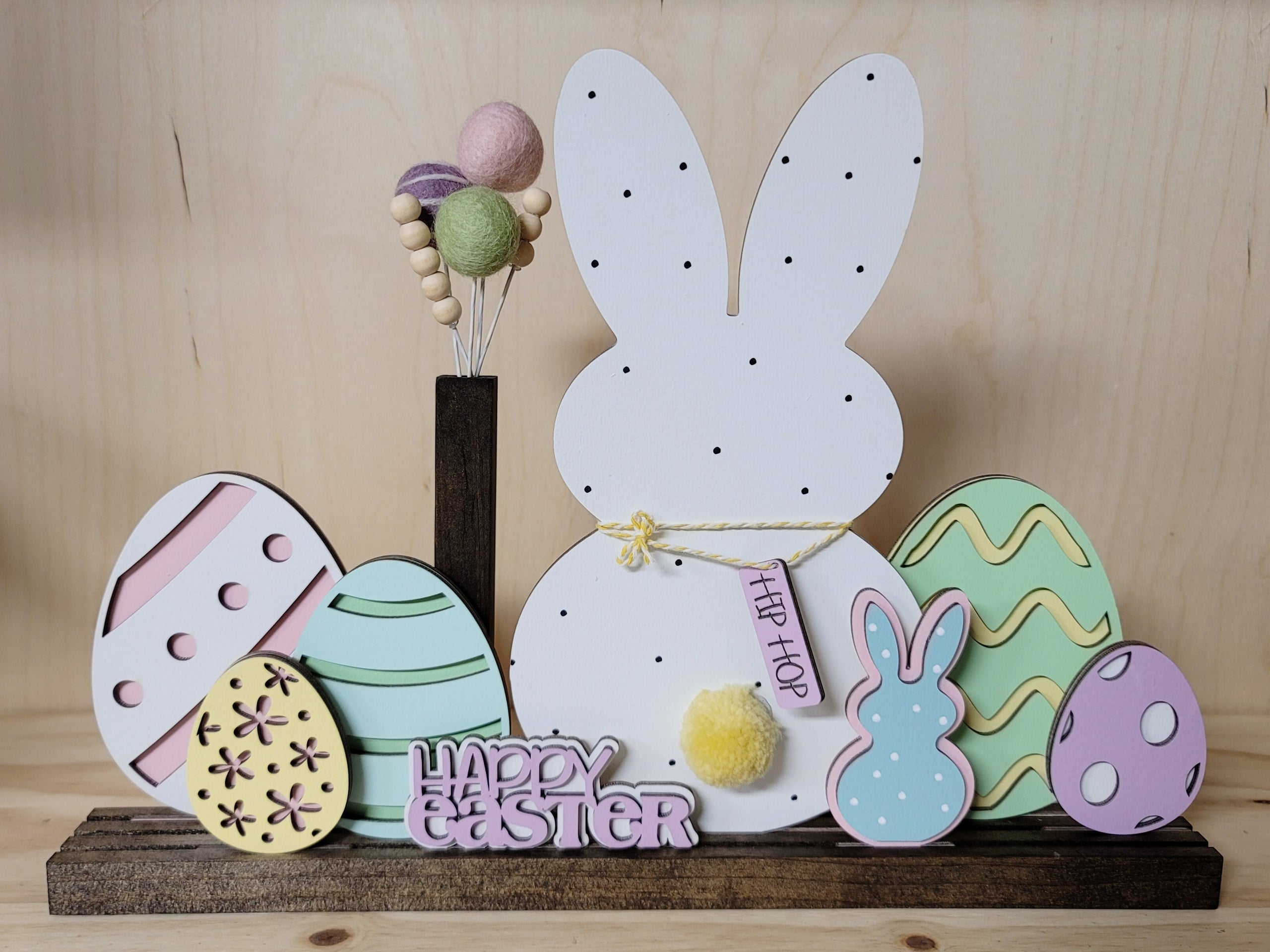 PomPom Bunny with vase and assorted inserts - Easter Decor - Spring Decor - Interchangeable ...