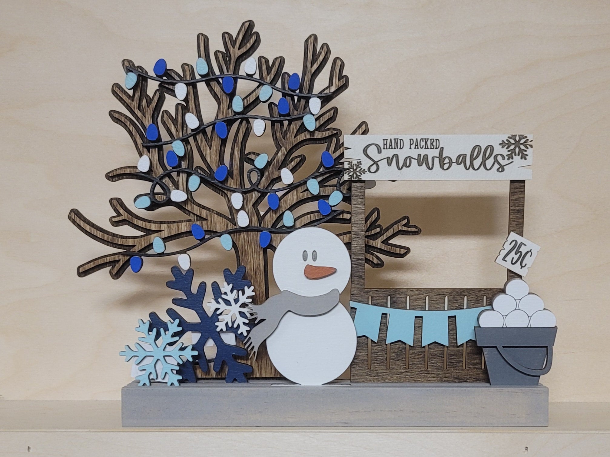 Winter Lights Tree with Snowball Booth and Snowman - Snowflakes, Bucket ...